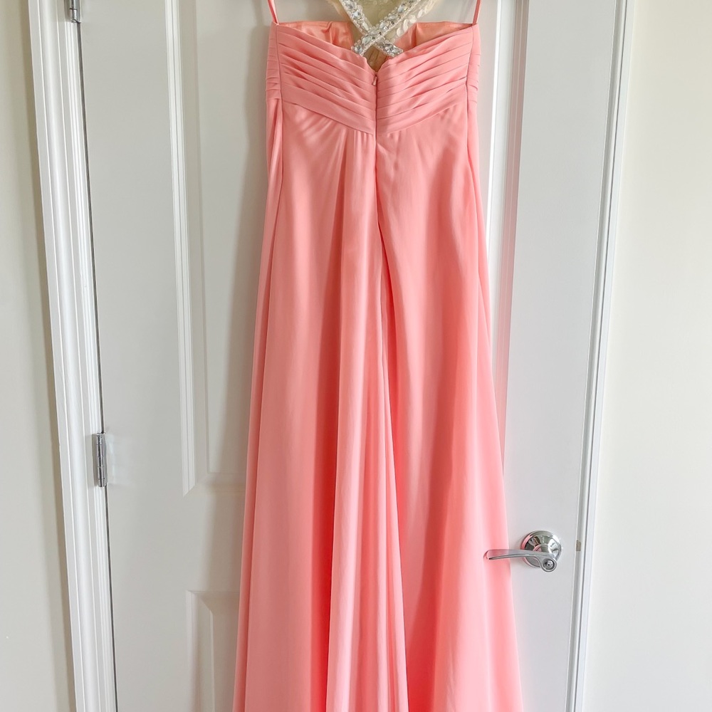 Coral / Peach Prom/ Evening Dress Gown With Crystals … - Gem